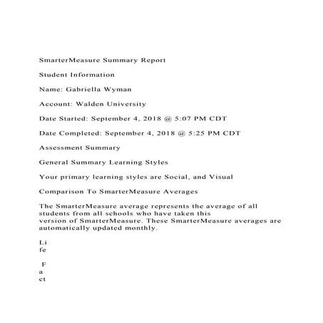 SmarterMeasure Summary ReportStudent InformationName .docx