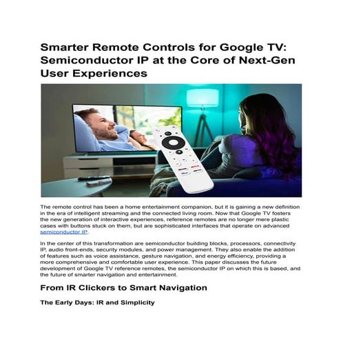 Smarter Remote Controls for Google TV_ Semiconductor IP at the Core of ...