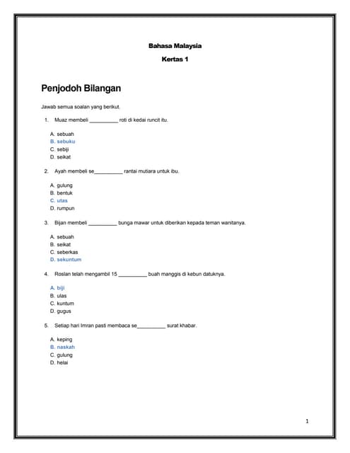 Penilaian Sumatif Bahasa Melayu Tahun 6 | PDF