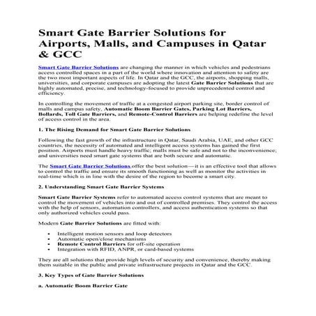 Smart Gate Barrier Solutions for Airports, Malls, and Campuses in Qatar ...