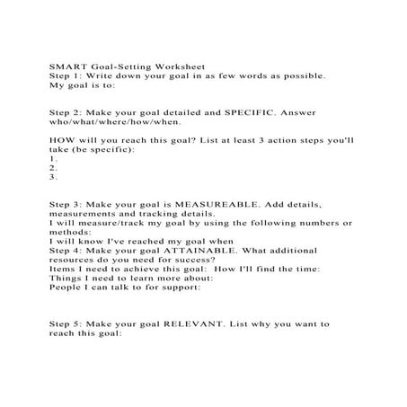 SMART Goal-Setting WorksheetStep 1 Write down your goal in as.docx