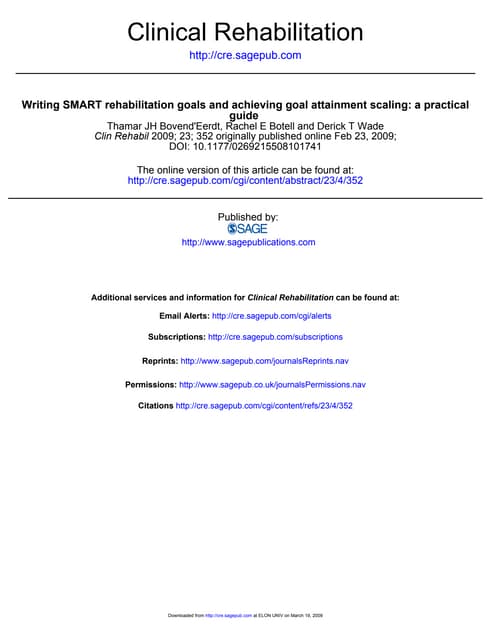 Goal setting in clinical practice | PPTX | Physical Therapy | Wellness