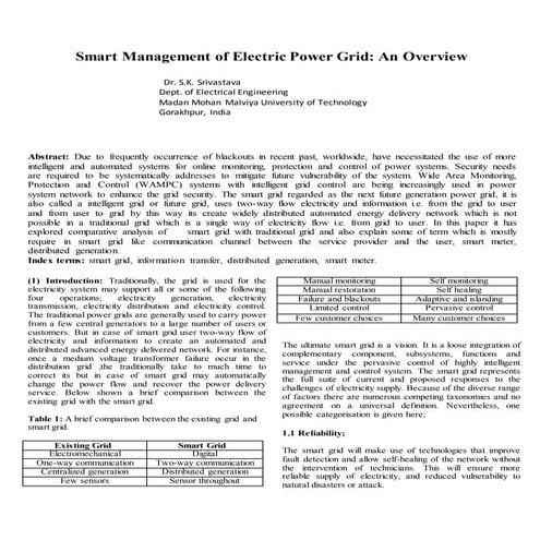 Smart Grid Management An Overview Pdf