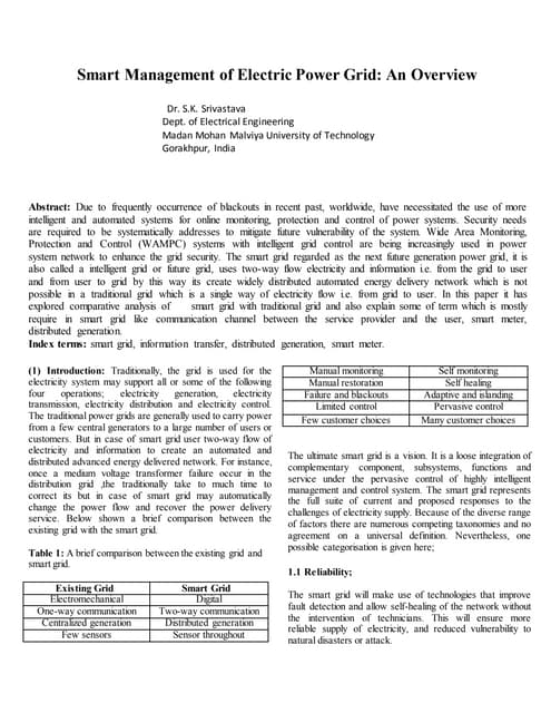 Smart Grid Management An Overview Pdf