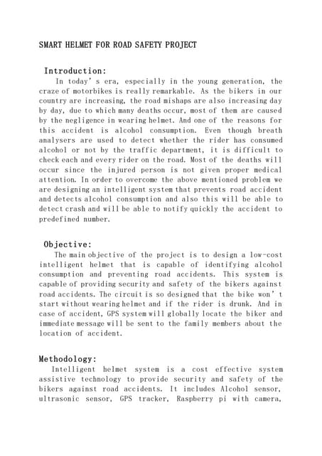 TITLE : SMART HELMET USING ARDUINO BY SUBASH | PPTX | Wearable ...