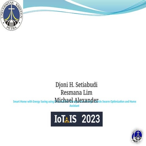 Smart Home With Energy Saving Using Particle Swarm Opt Pptx