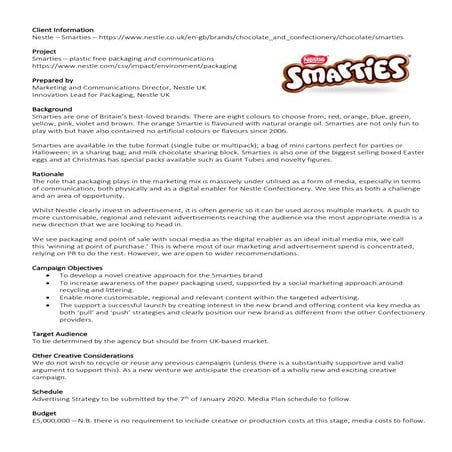 Smarties Brief 2019 2020 | PDF | Advertising Industry | Industries