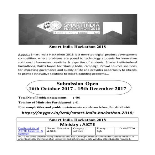 Smart india hackathon 2018 | DOCX