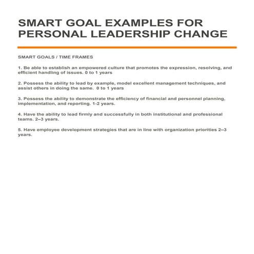 3 years SMART leadership goal | DOCX