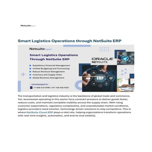 Smart Logistics Operations through NetSuite ERP. | PDF
