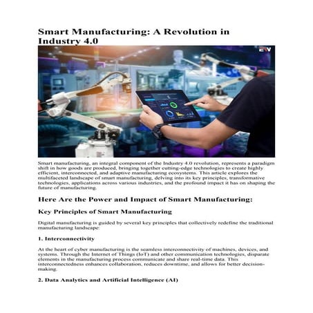 Smart Manufacturing: A Revolution in Industry 4.0 | Enterprise Wired | PDF