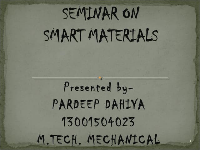Introduction to smart materials | PPTX | Geology | Science