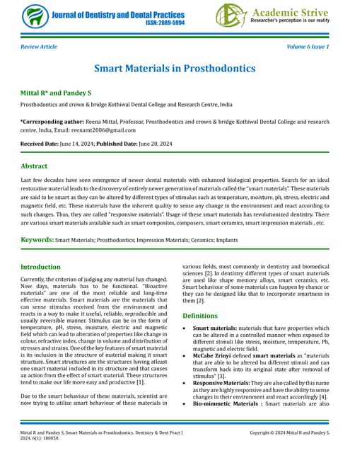 SMART MATERIALS IN CIVIL ENGINEERING.pptx | Science