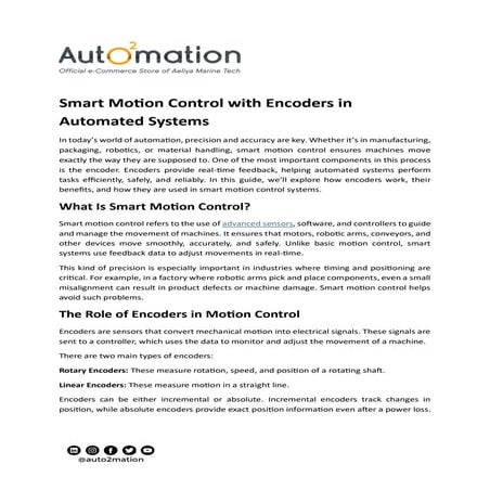 Smart Motion Control with Encoders in Automated Systems | PDF