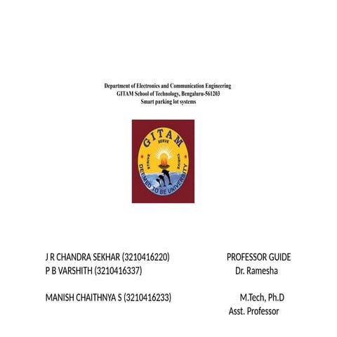 SMART PARKING LOT SYSTEMS (mini project).pptx