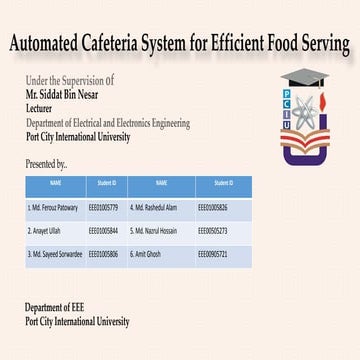 Automated Cafeteria System for Efficient Food Serving | PPT