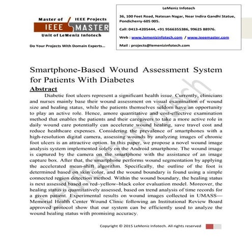 Smartphone based wound assessment system for patients with diabetes | PDF
