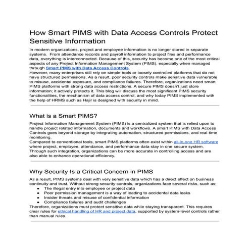 Smart PIMS with Data Access Controls & Security | PDF