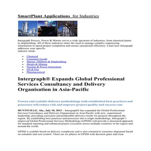 Smart plant applications Used in industries | PDF