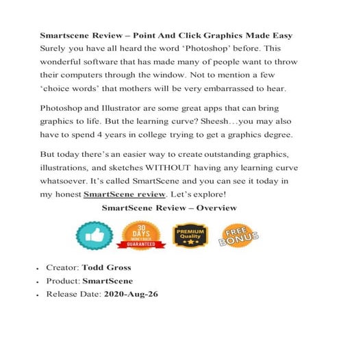 Smartscene review - Point And Click Graphics Made Easy | DOCX