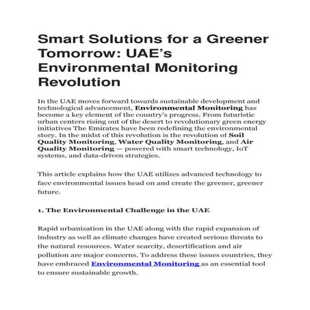 Smart Solutions for a Greener Tomorrow UAE’s Environmental Monitoring ...