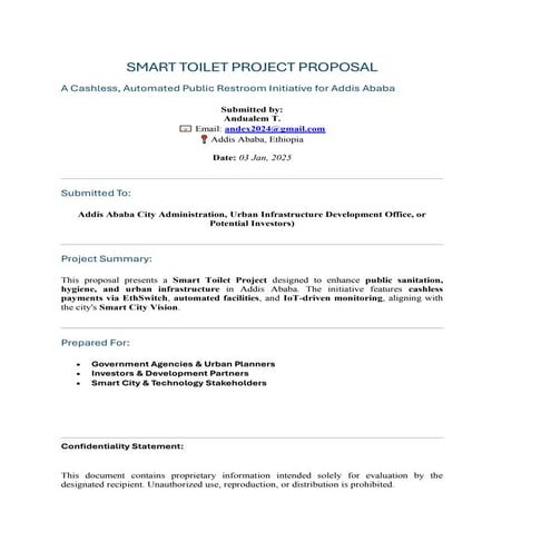 SMART TOILET PROJECT PROPOSAL A Cashless, Automated Public Restroom Initiative for Addis Ababa.PDF