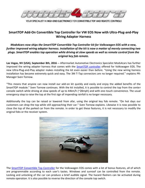 SmartTOP Add-on Convertible Top Controller for Alfa Romeo Spider Gets ...