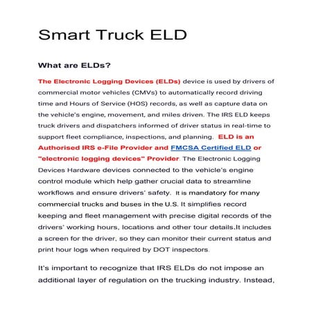 ELDs: An Overview | PPTX