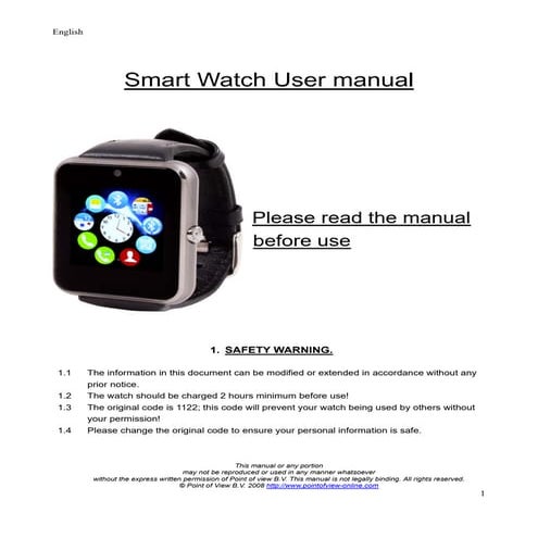 Smart watch a1 manual en | PDF