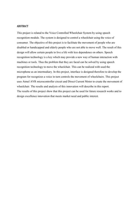 VOICE CONTROLLED WHEELCHAIR FOR PHYSICALLY DISABLED PEOPLE.pptx