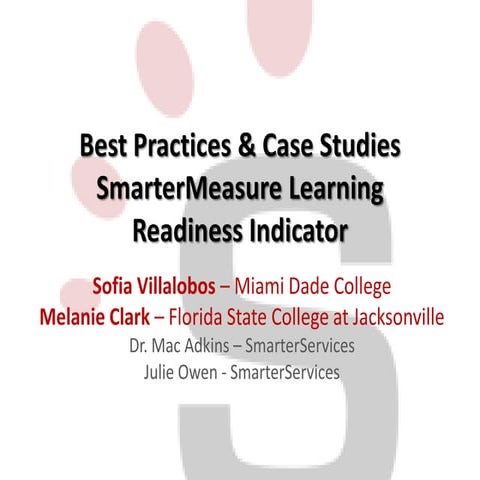 SmarterMeasure Best Practices and Case Studies Webinar 4 2013 | PPT