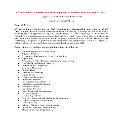 6 th International Conference on Soft Computing, Mathematics and ...