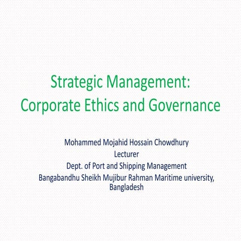 Strategic Management: Corporate Ethics and Governance | PPTX