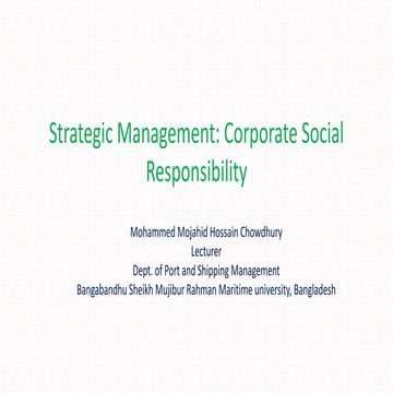 Strategic Management- Corporate Social Responsibility | PPTX