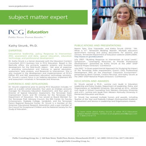Kathy Strunk, Ph.D., PCG Education Subject Matter Expert | PDF
