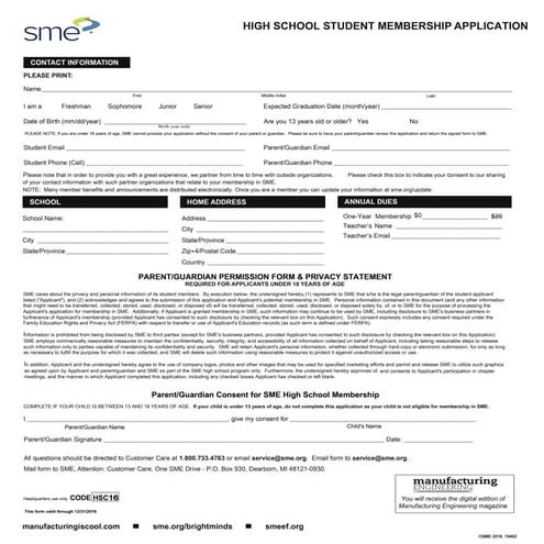 Sme member high schoolstudent application | PDF