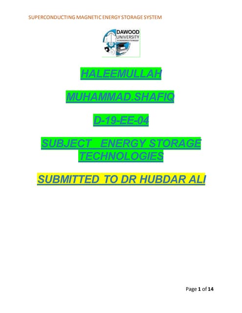 SUPERCONDUCTING MAGNETIC ENERGY STORAGE SYSTEM (SMES) | PPTX