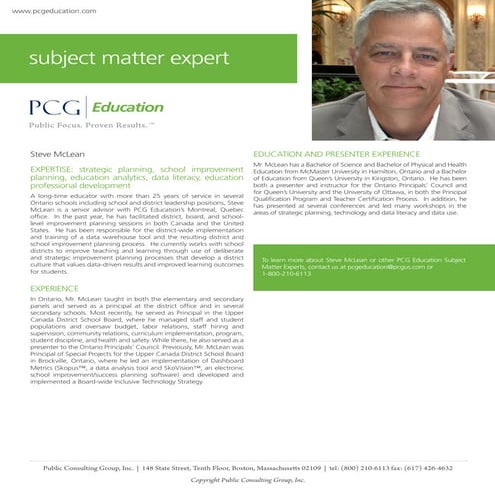 Steve McLean, PCG Education Subject Matter Expert | PDF