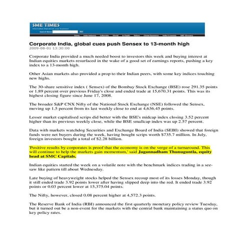 Examples of share market report | DOCX