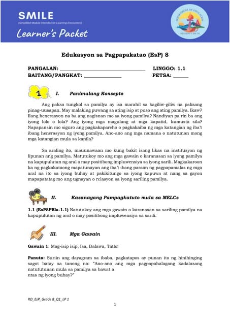 PAMILYA POWERPOINT PRESENTATION FOR ESP 9 | PPTX