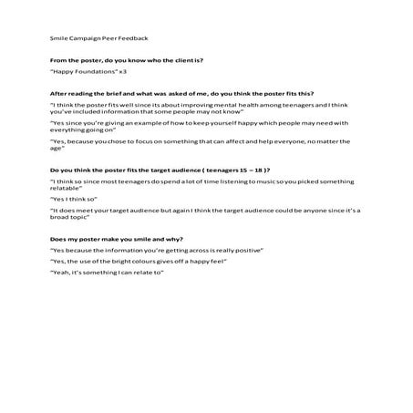 Smile campaign peer feedback | PDF
