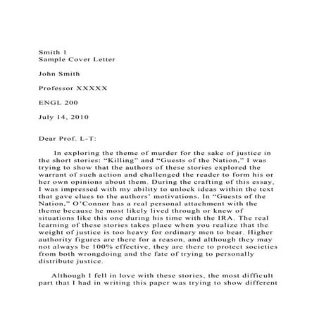 Smith 1Sample Cover LetterJohn SmithProfessor XXXXX.docx