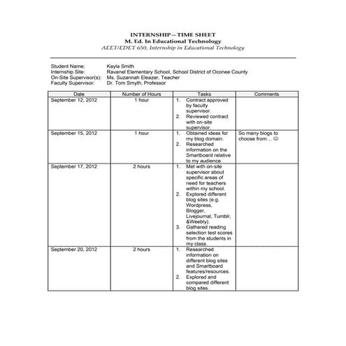 Internship Timesheet | PDF