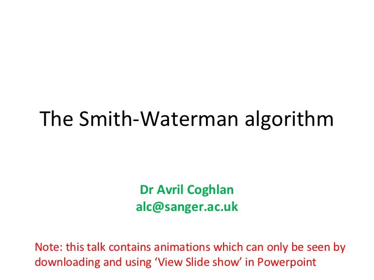 The Smith Waterman Algorithm 