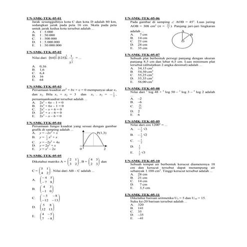 UN Matematika SMK tek-2005 | PDF