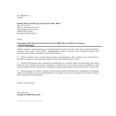 Smk maxwell kl surat sokongan | DOC