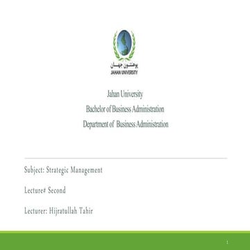 Strategic Management lecture # 02 | PPT