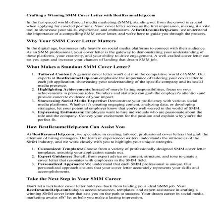Smm Cover Letter | PDF | Resume Writing and Advice | Job Search