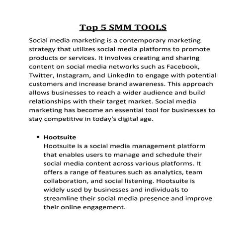 SMM Tools | PDF