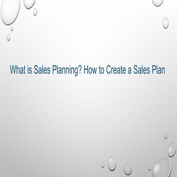 Sales management chapter 2 sales planning | PPTX